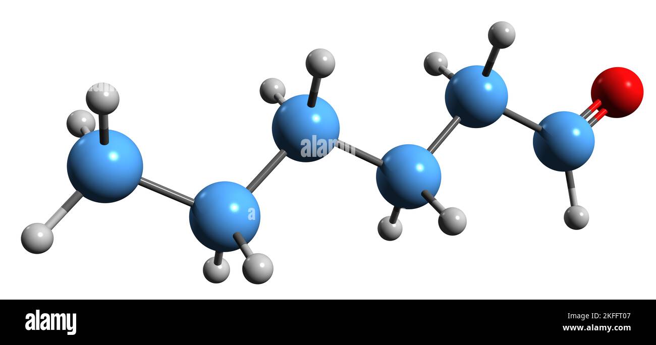 3D image of Hexanal skeletal formula - molecular chemical structure of ...