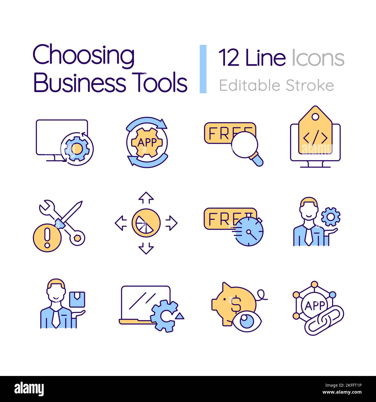 Choosing business tools RGB color icons set Stock Vector Image & Art ...