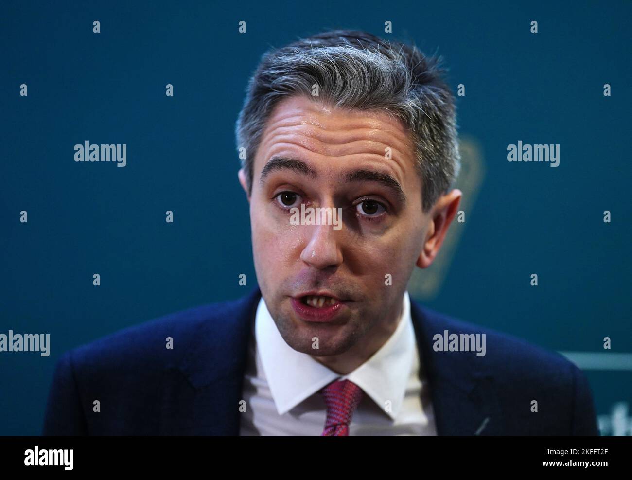 Higher Education Minister Simon Harris speaking to the media after ...