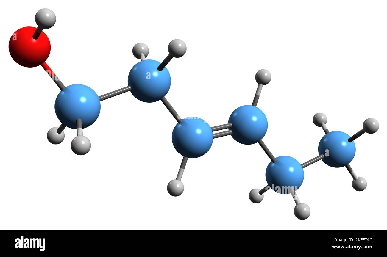 3D image of Hexenol skeletal formula - molecular chemical structure of ...