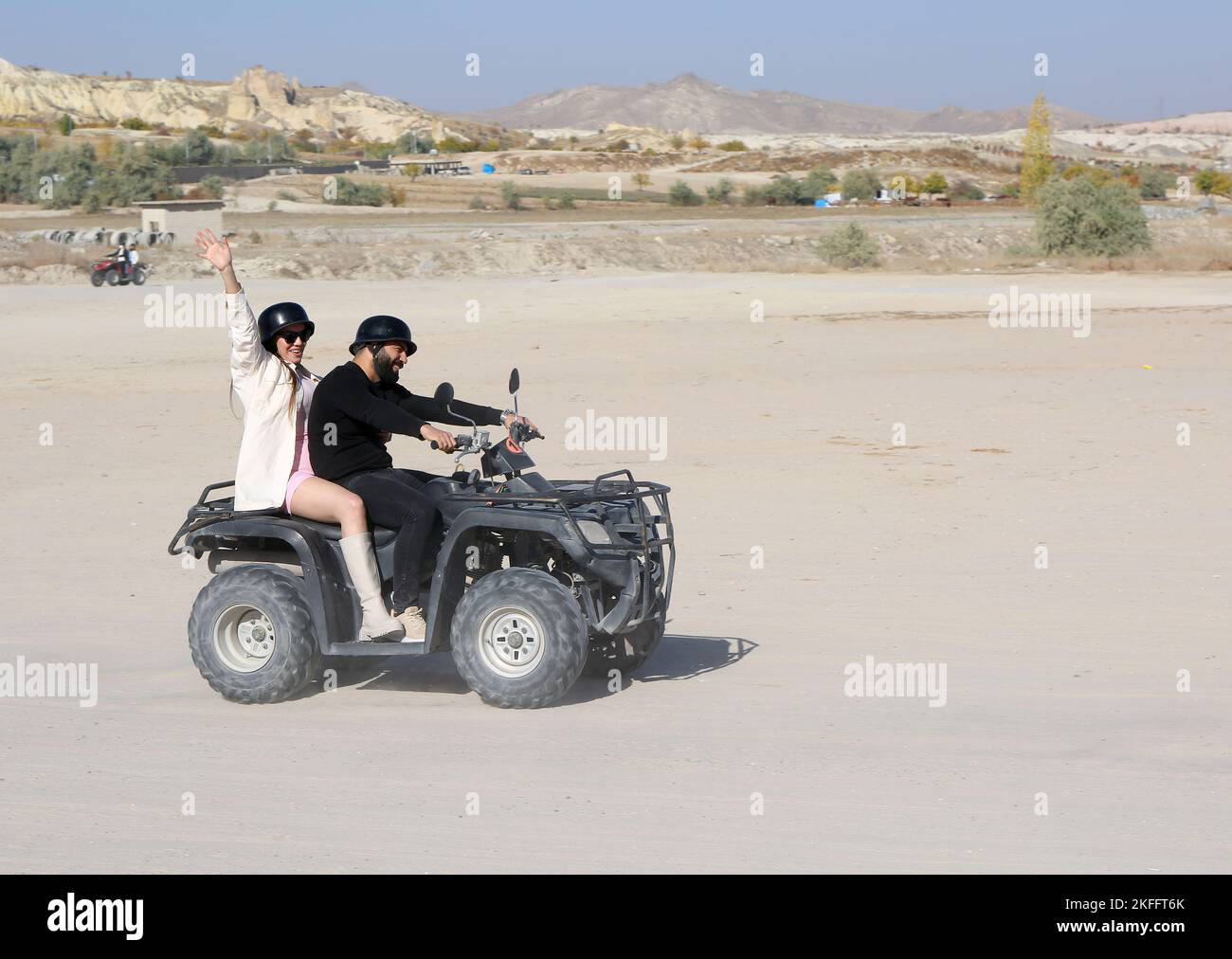 GOREME,NEVSEHIR,TURKEY-NOVEMBER 05:Unidentified Young Couple enjoying ...