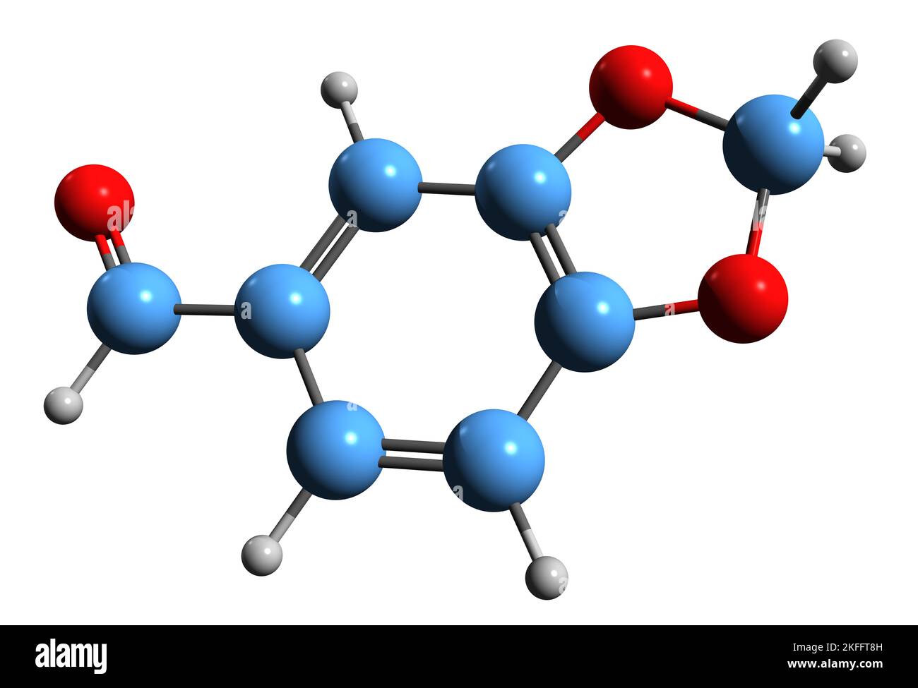 3D image of Piperonal skeletal formula - molecular chemical structure ...