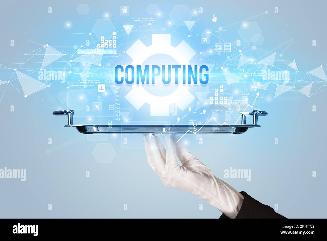 Waiter serving new technology concept Stock Photo - Alamy