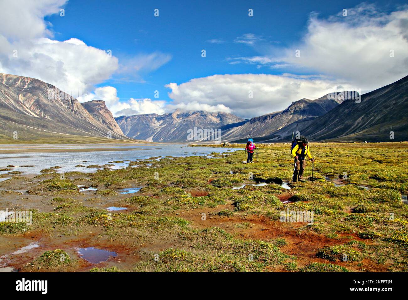 Trekking the Arctic Tundra along the Owl River on the Akshayuk Pass ...