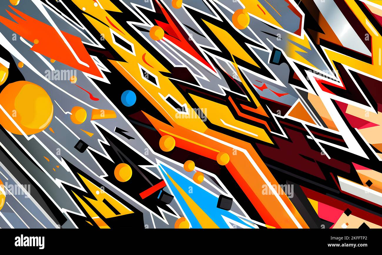 Modern Abstract Cartoon Comic Geometric Graffiti Street Art Background ...