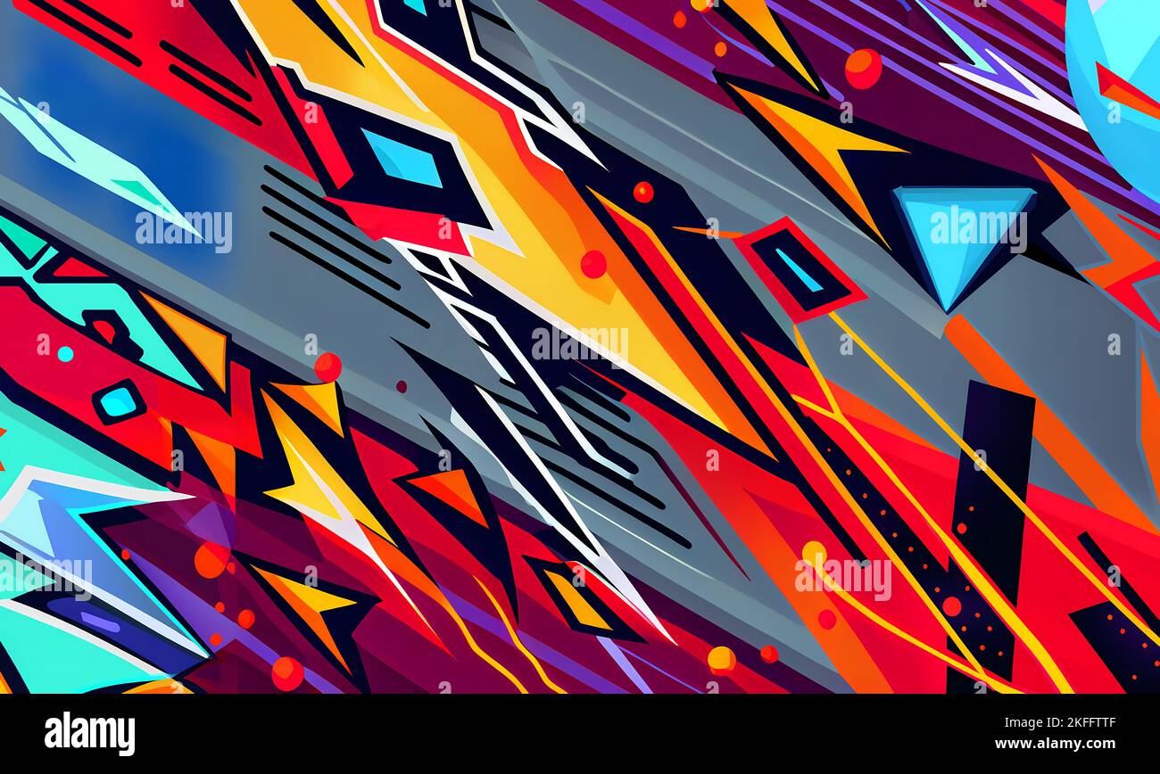 Modern Abstract Cartoon Comic Geometric Graffiti Street Art Background ...