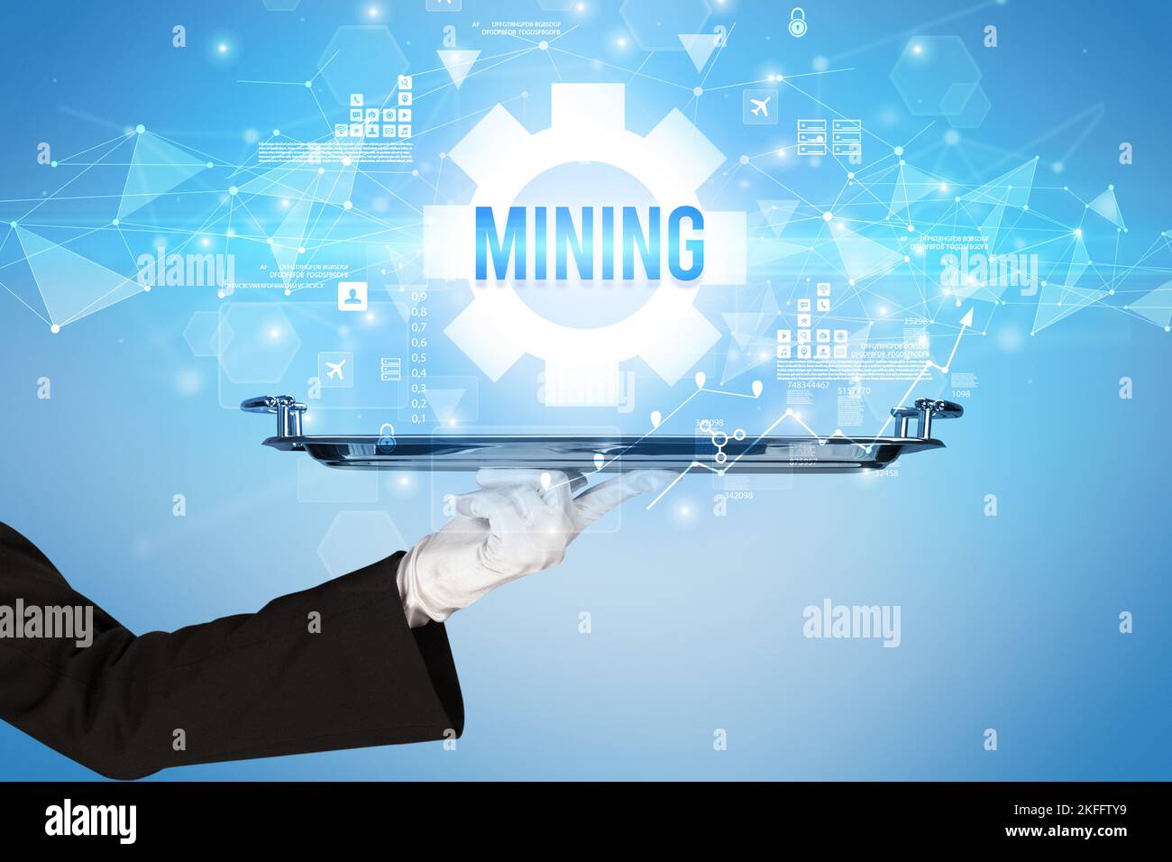 Waiter serving new technology concept Stock Photo - Alamy