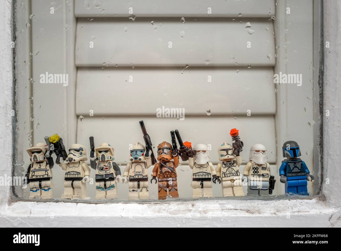 Rye, November 15th 2022: Lego figures displayed in a residents' window ...