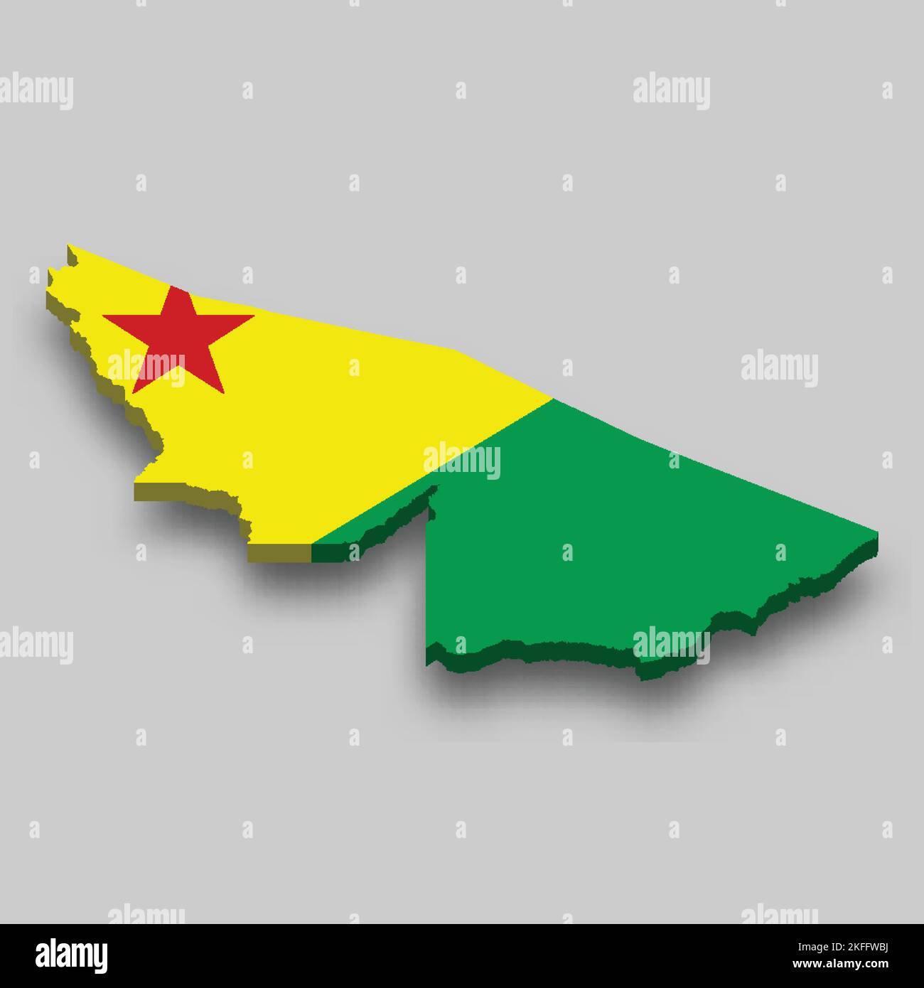 3d isometric Map of Acre is a state of Brazil with national flag Stock ...