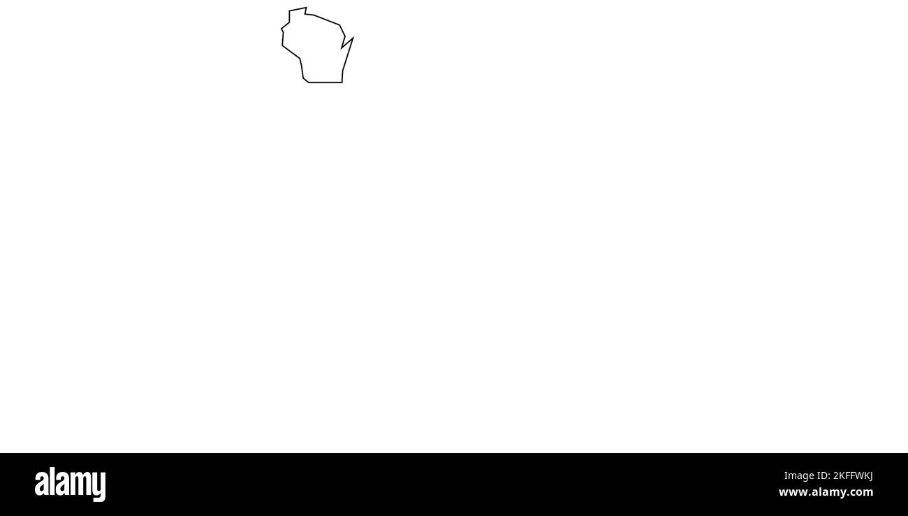 Wisconsin state of United States of America, USA. Simplified thick ...