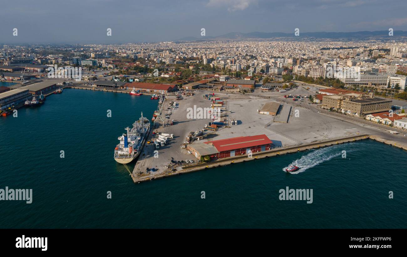 View of Thessaloniki's commercial harbour Stock Photo - Alamy