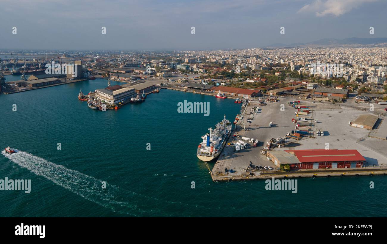 View of Thessaloniki's commercial harbour Stock Photo - Alamy