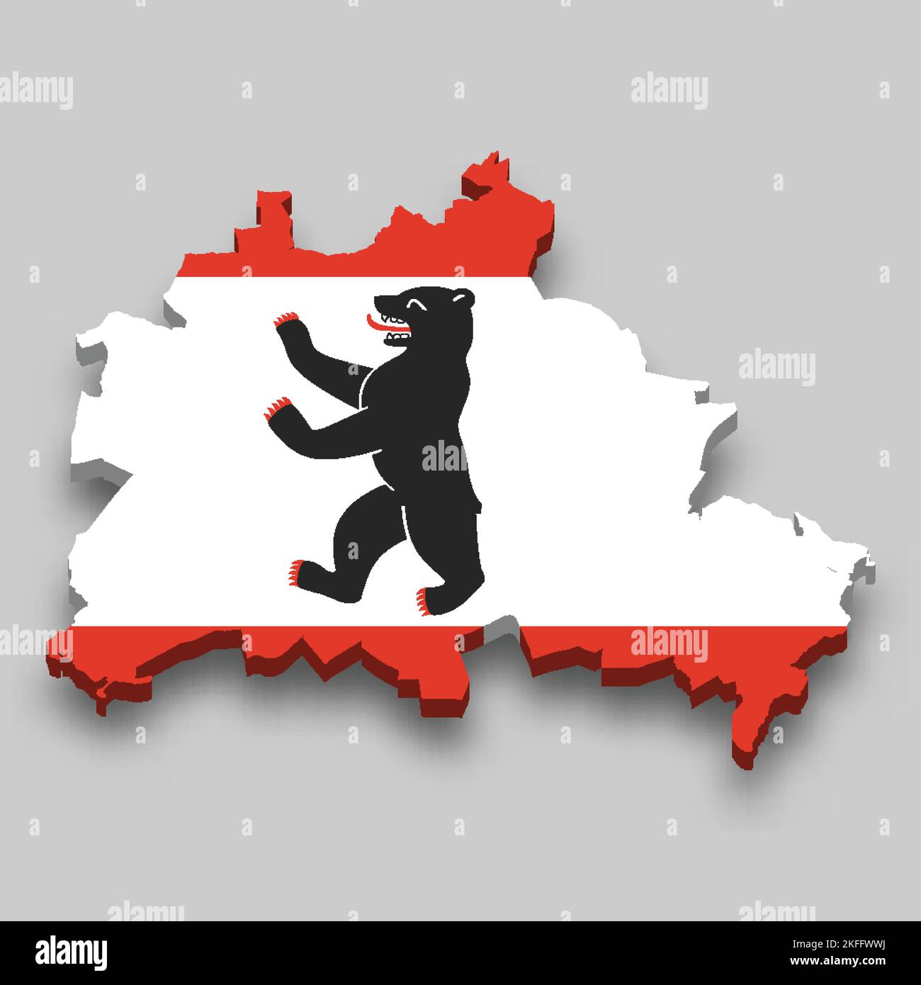 3d isometric Map of Berlin is a state of Germany with national flag ...