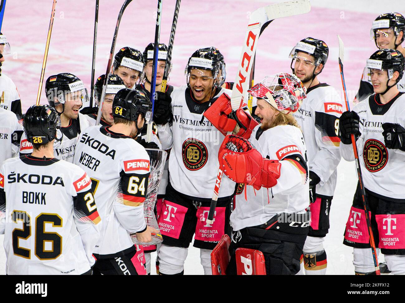 Award ceremony, jubilation winner Team GER with the trophy, Marcus ...