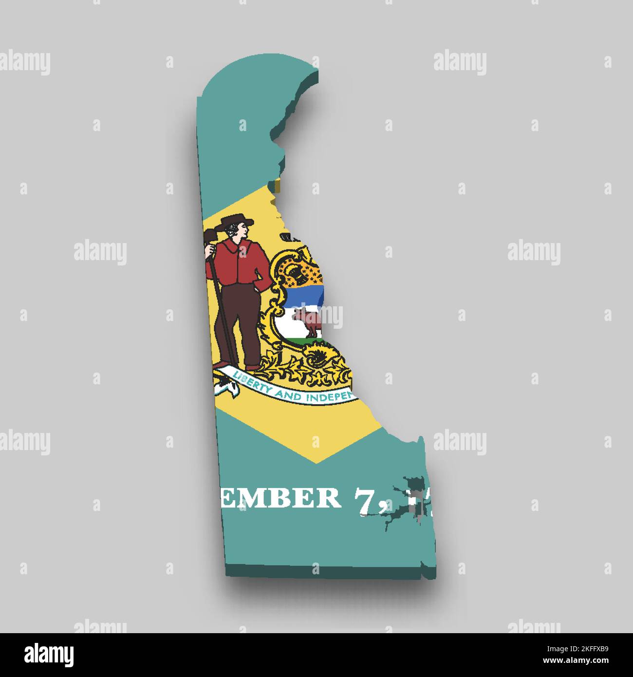 3d isometric Map of Delaware is a state of United States with national ...