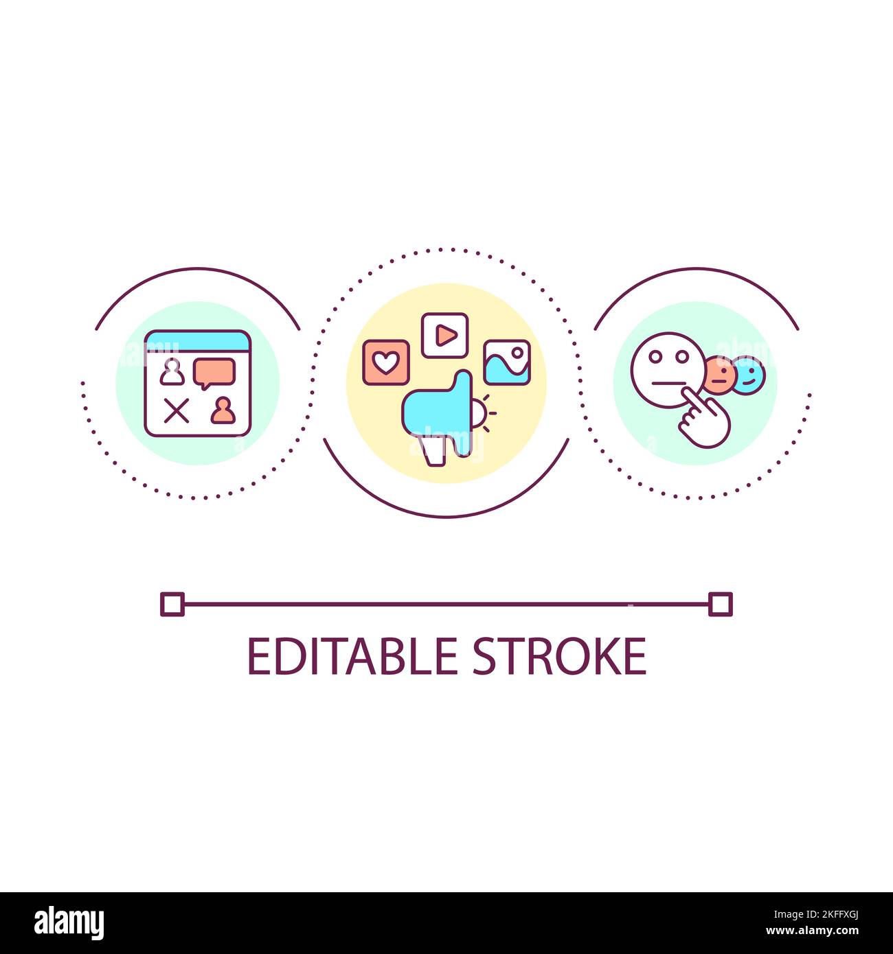 Negative impact of social media on business loop concept icon Stock ...