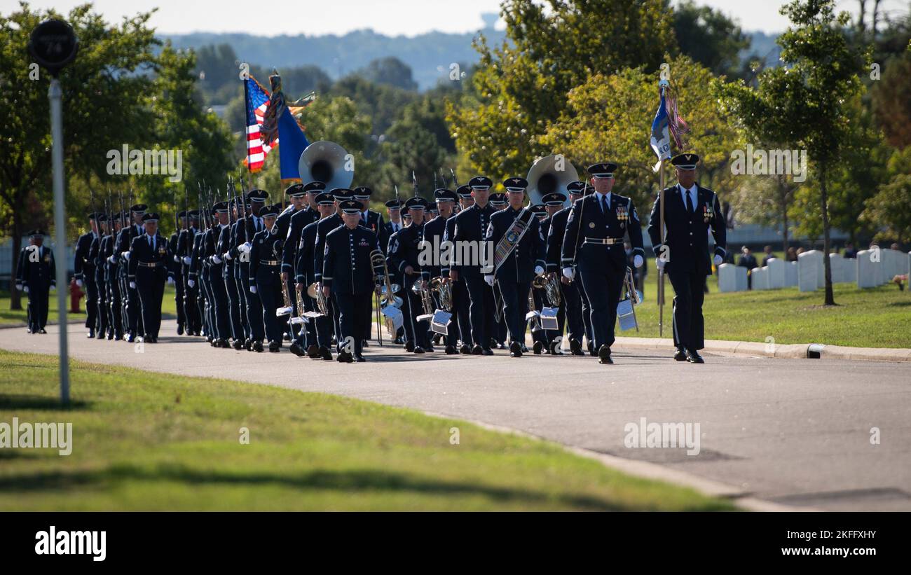 Members of the United States Air Force Honor Guard perform an interment ...