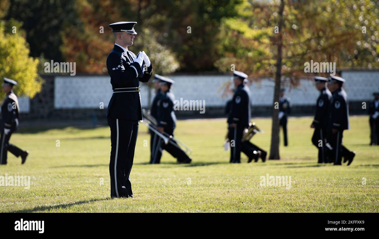 Members of the United States Air Force Honor Guard perform an interment ...