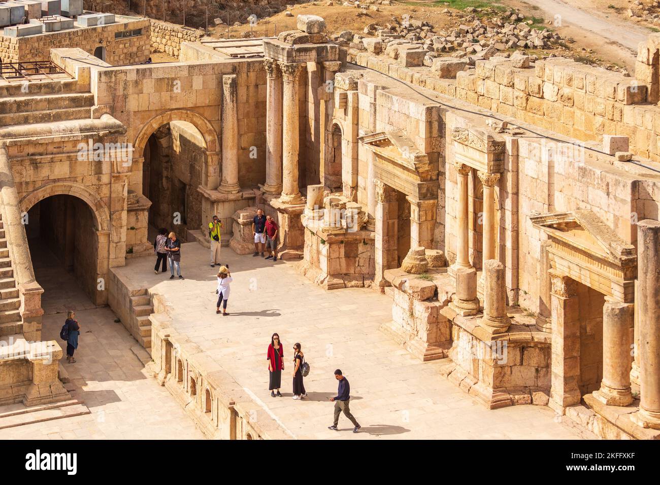 Jerash, Jordan - November 7, 2022: People visiting Roman amphitheater ...