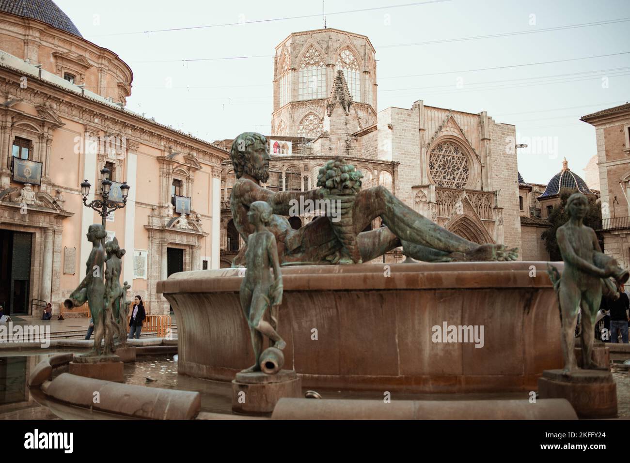 VALENCIA, SPAIN - October 16, 2022: Fountain Rio Turia on Square of the ...