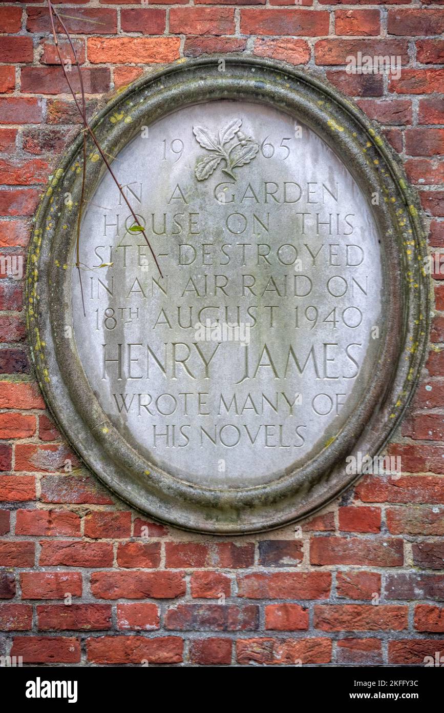 Rye, November 15th 2022: Memorial plaque commemorating the home of ...