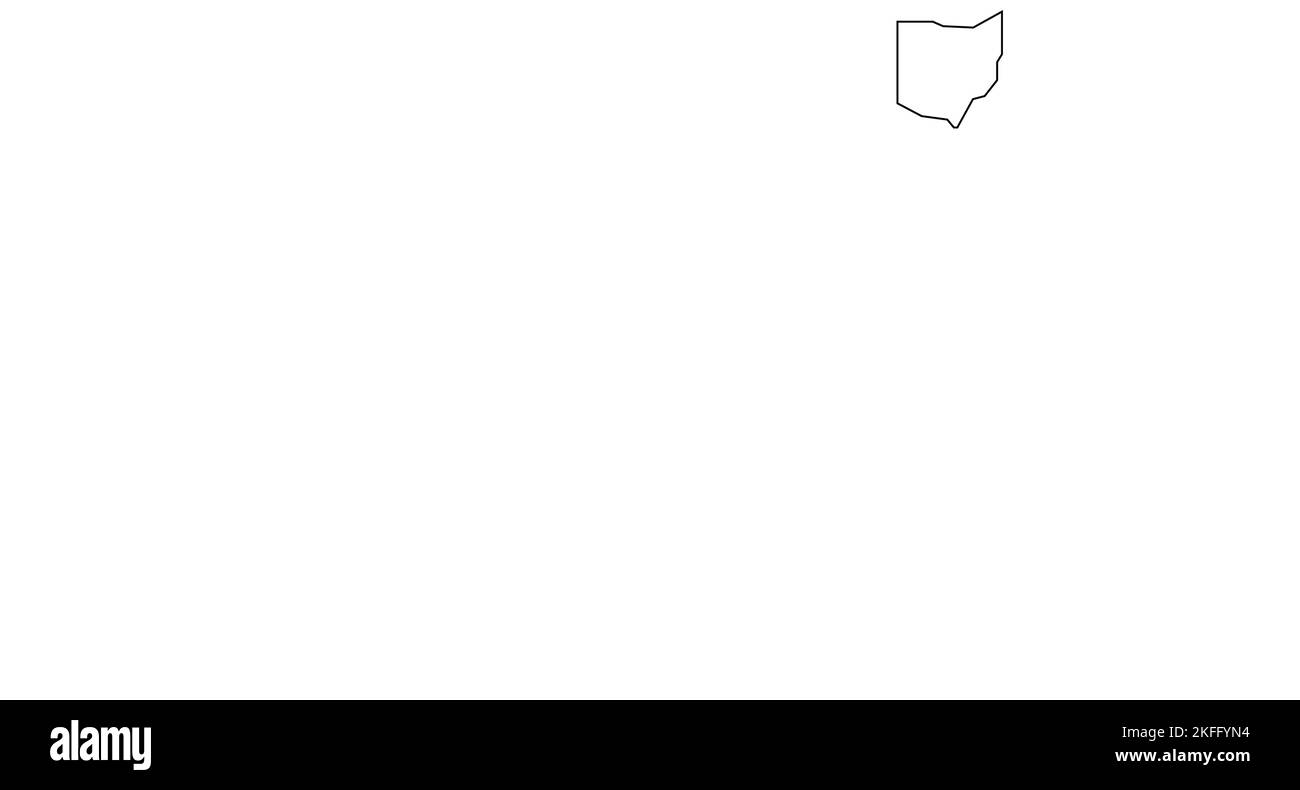 Ohio state of United States of America, USA. Simplified thick black ...