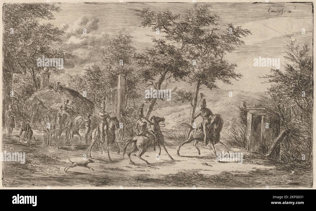 Cavalry and Hay Wagon Stock Photo - Alamy