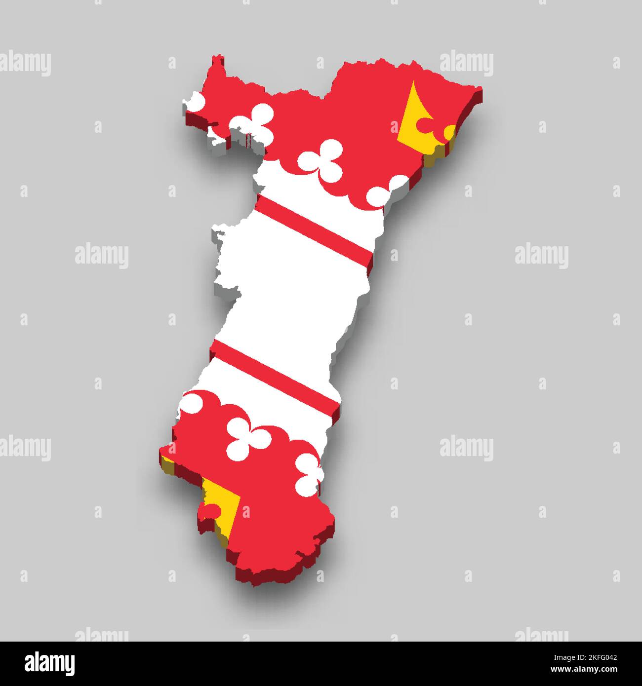 3d isometric Map of Alsace is a region of France with national flag ...