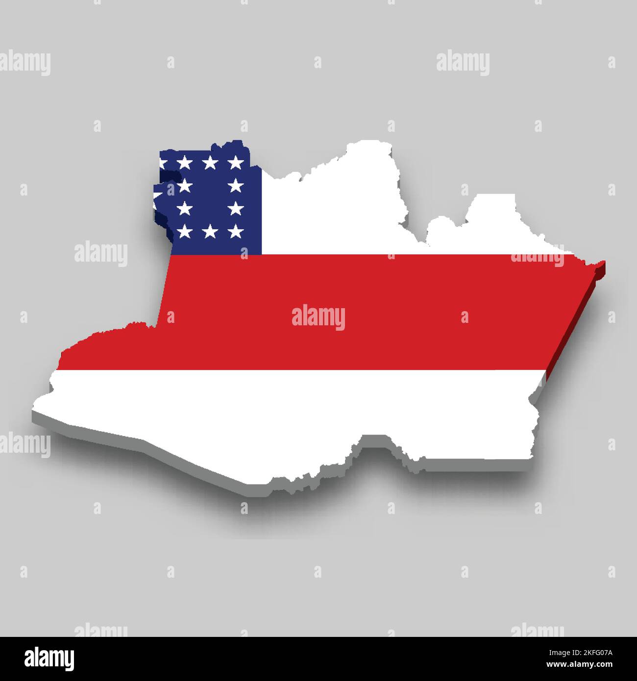 3d isometric Map of Amazonas is a state of Brazil with national flag ...