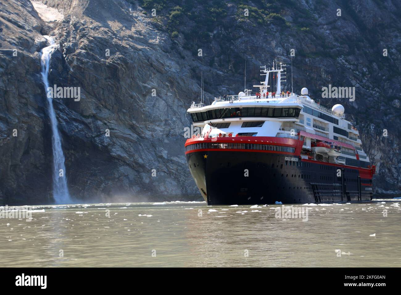 Hurtigruten MS Roald Amundsen in the Tracy Arm fjord in the Boundary Ranges of Alaska, United ...