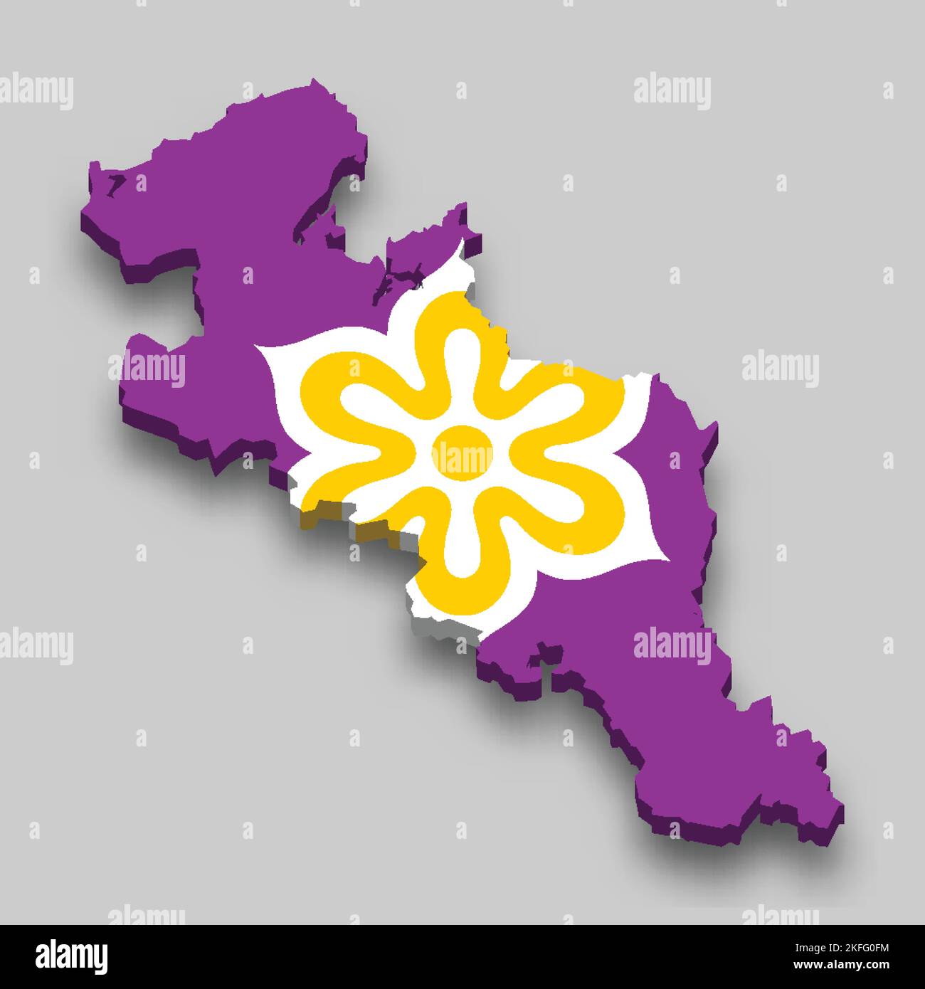 3d isometric Map of Kyoto is a prefecture of Japan with national flag ...