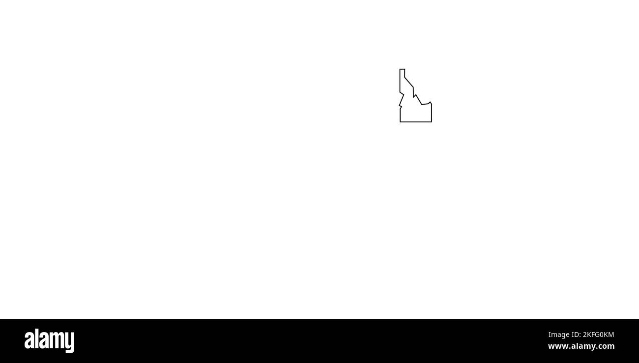 Idaho state of United States of America, USA. Simplified thick black ...