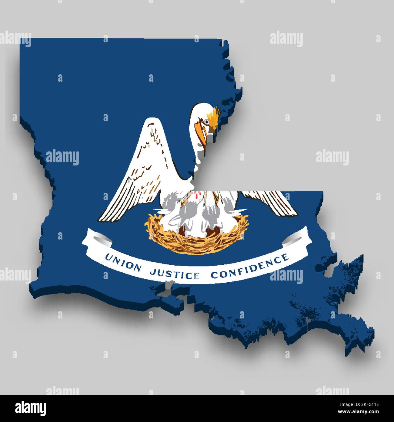 3d isometric Map of Louisiana is a state of United States with national ...
