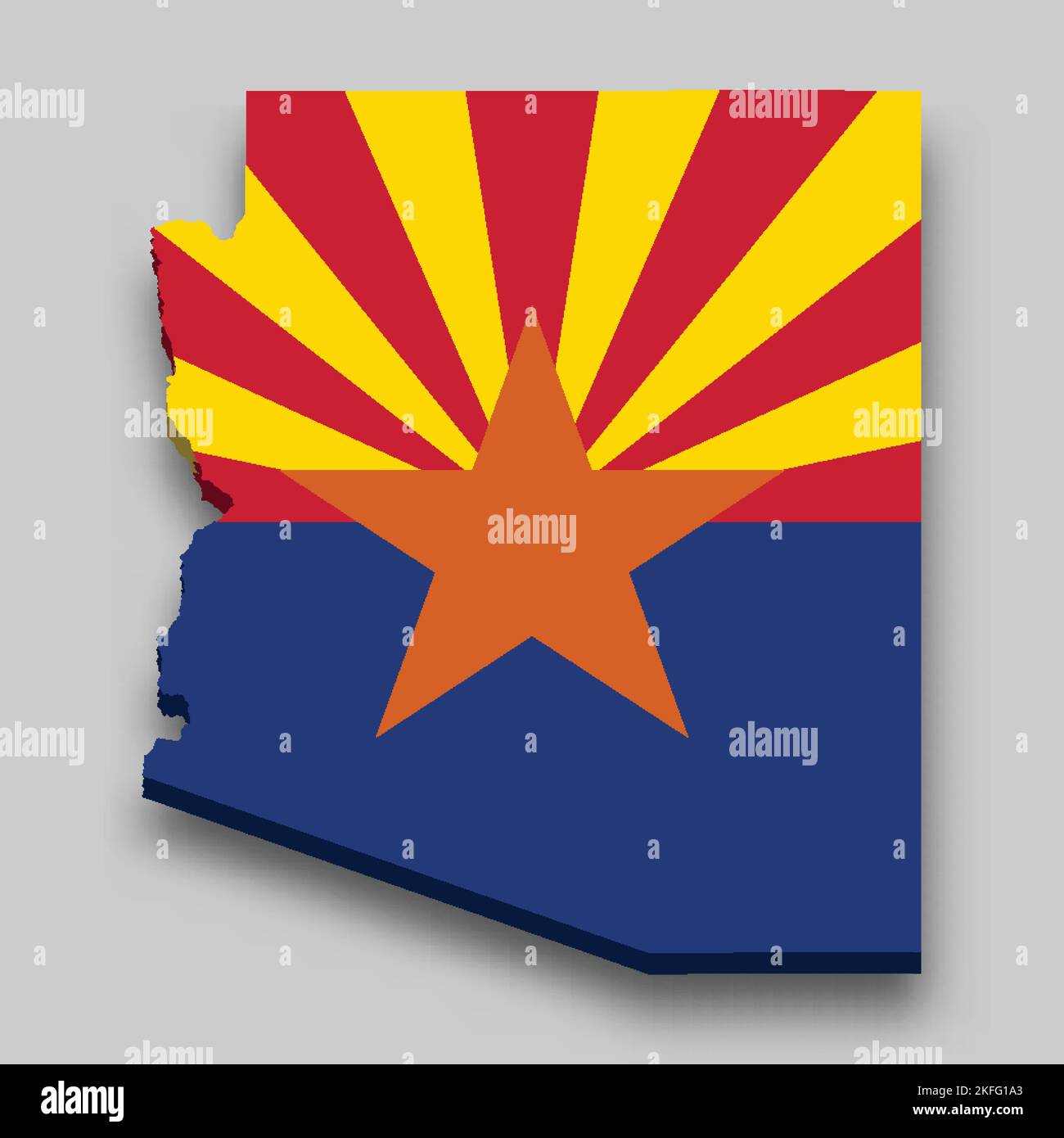 3d isometric Map of Arizona is a state of United States with national ...