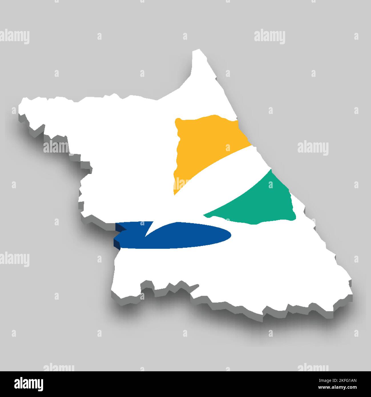3d isometric Map of Gangwon is a region of South Korea with national ...
