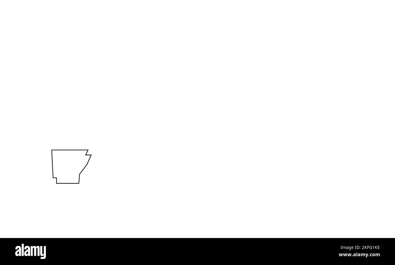 Arkansas state of United States of America, USA. Simplified thick black ...