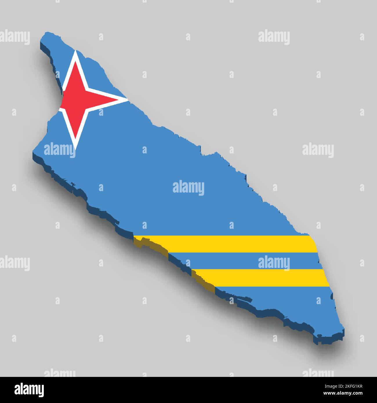 3d isometric Map of Aruba is a region of Netherlands with national flag ...