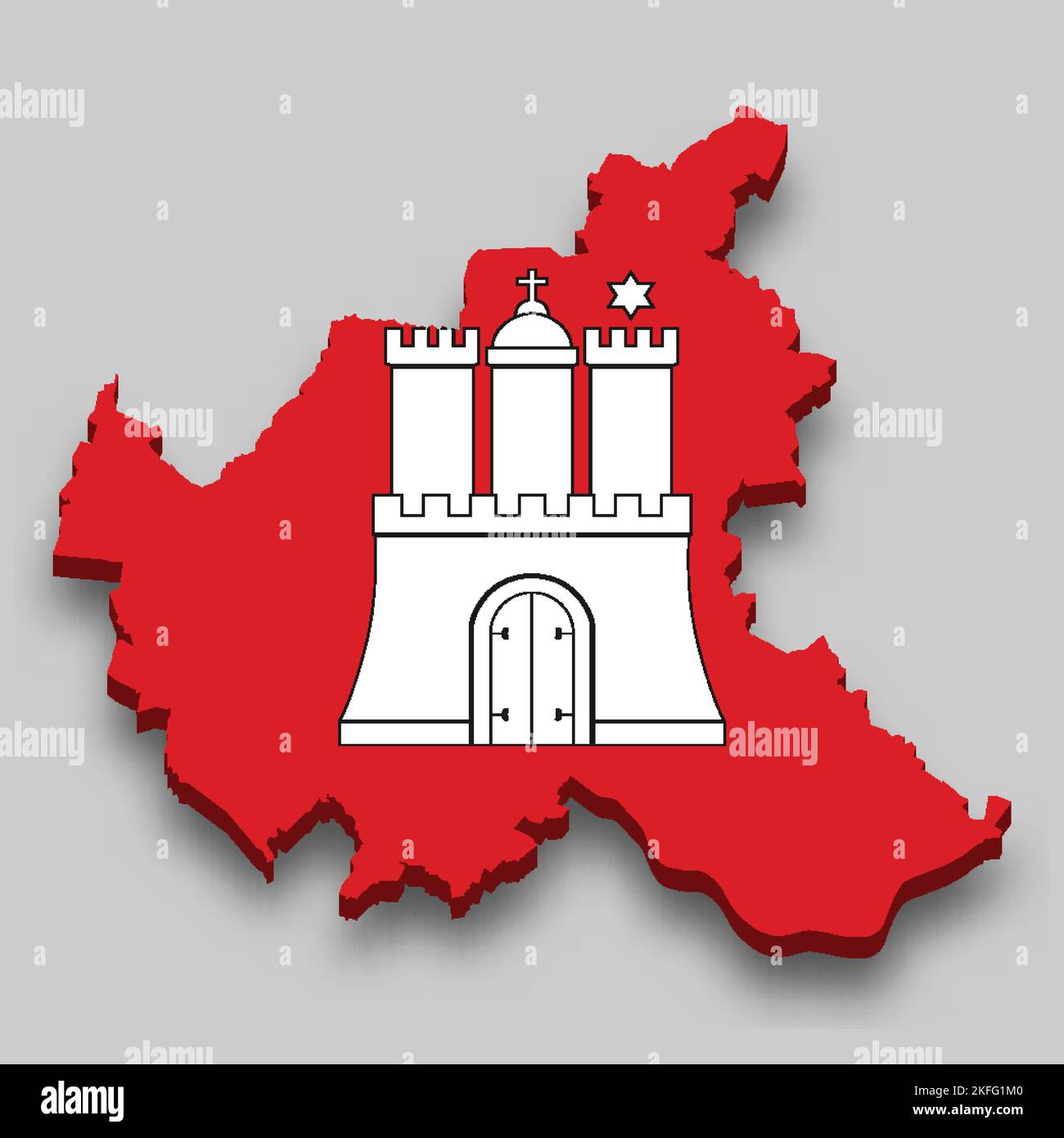 3d isometric Map of Hamburg is a state of Germany with national flag ...