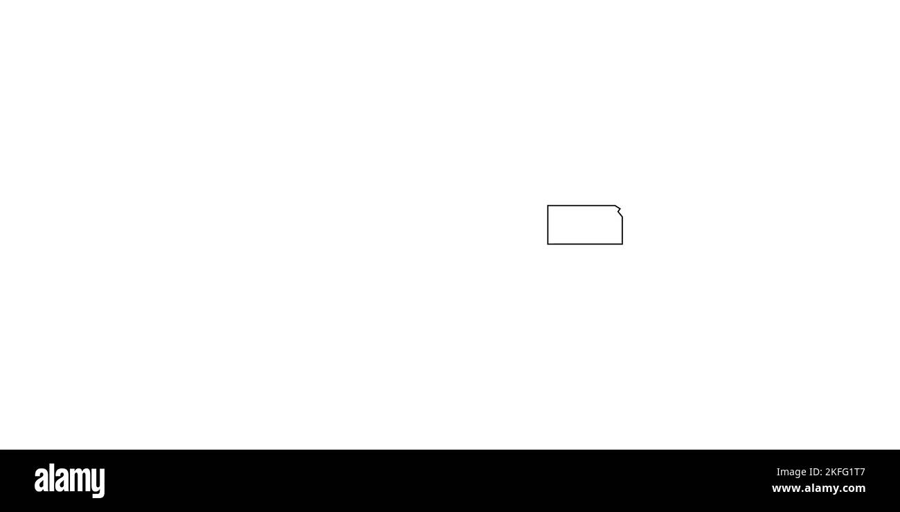 Kansas state of United States of America, USA. Simplified thick black ...
