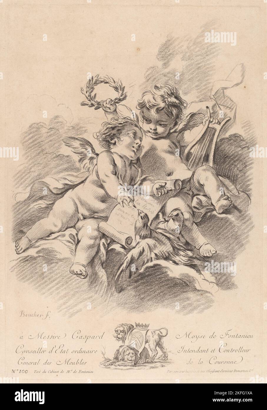 Allegory of Music with Two Cherubs and Doves (100 Stock Photo - Alamy