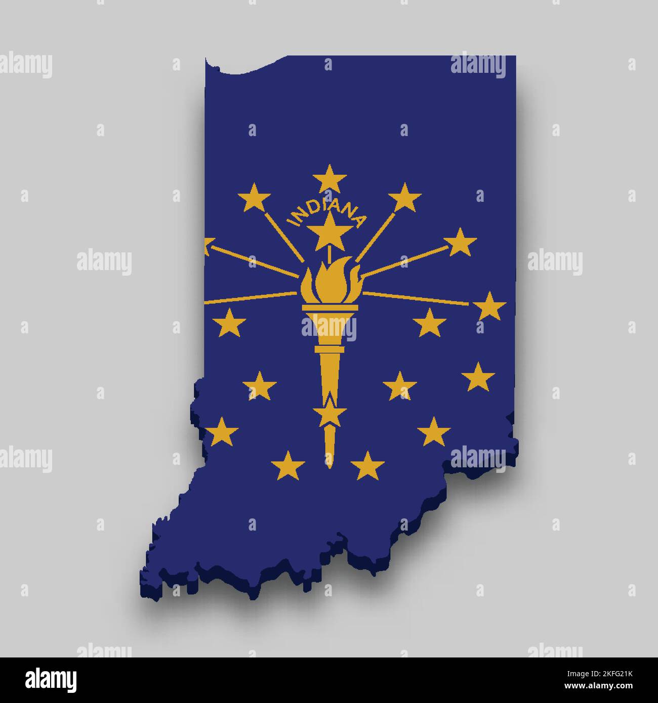 3d isometric Map of Indiana is a state of United States with national ...