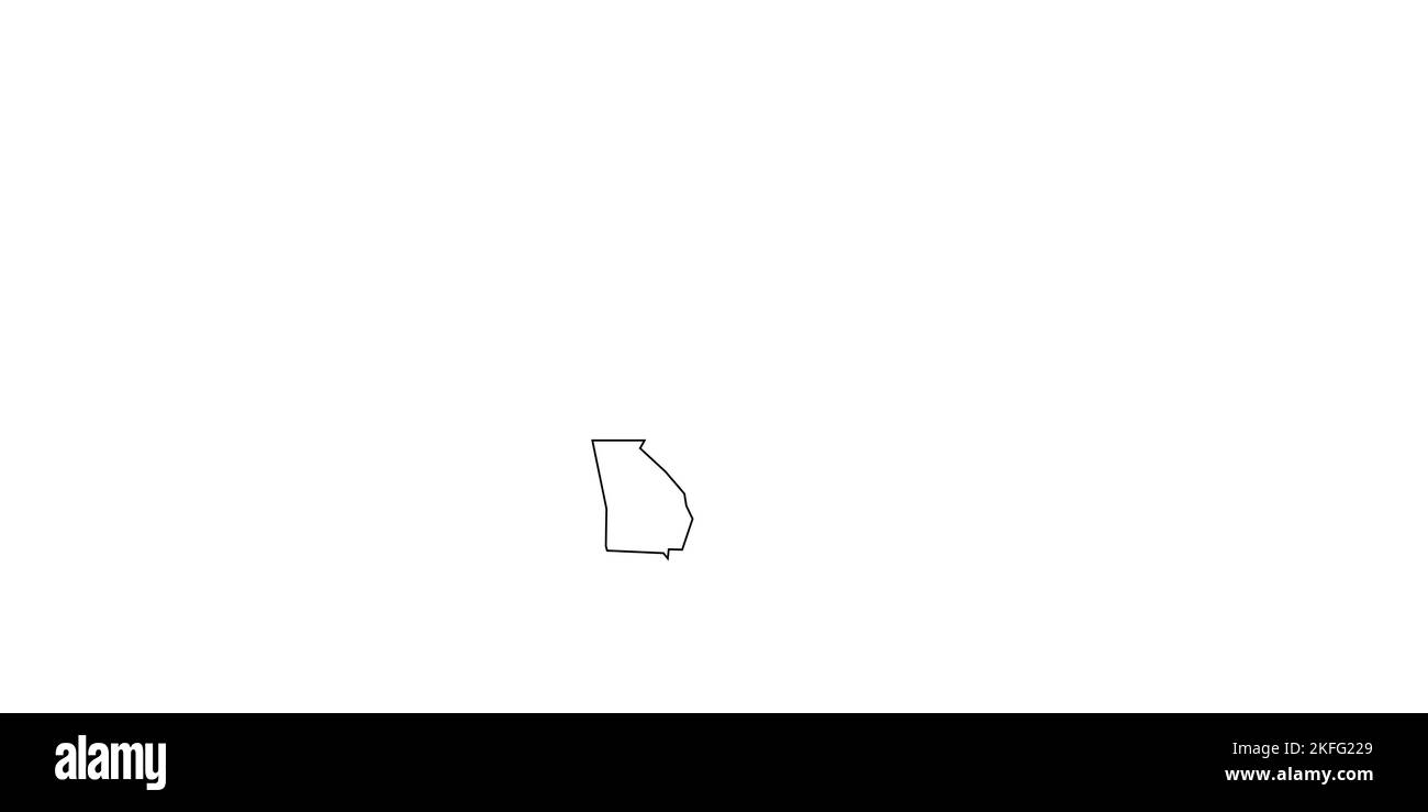 Georgia state of United States of America, USA. Simplified thick black ...