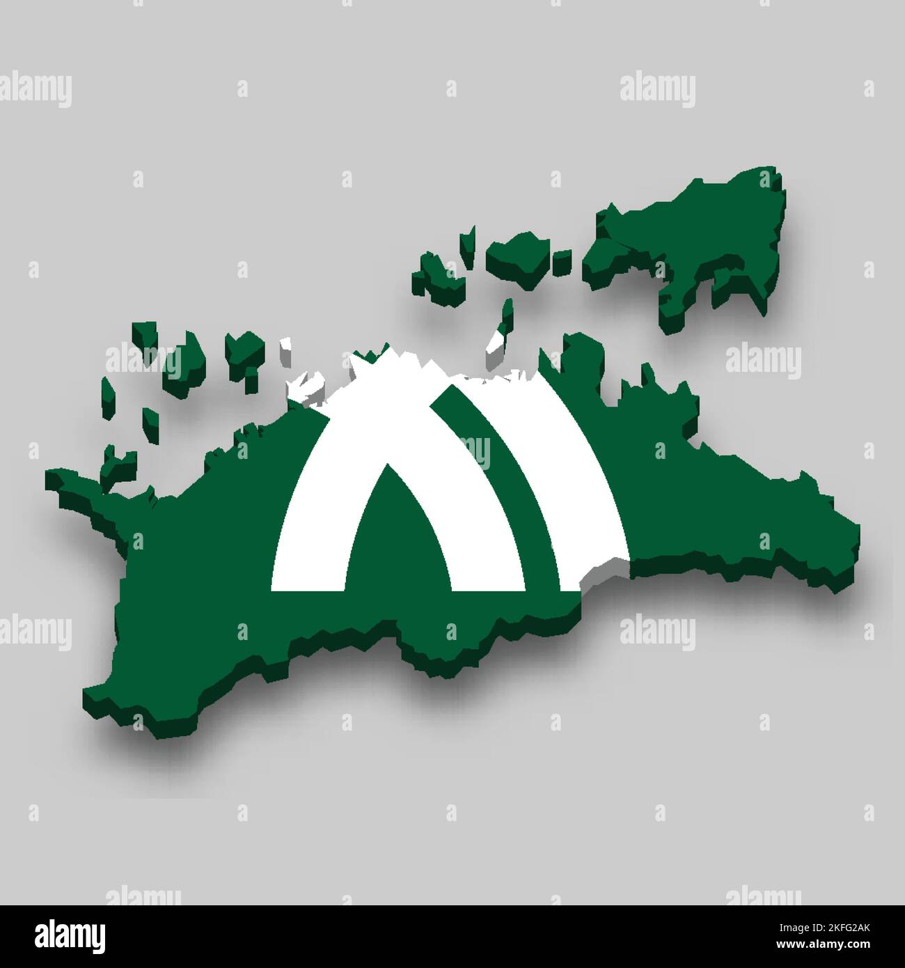 3d isometric Map of Kagawa is a prefecture of Japan with national flag ...