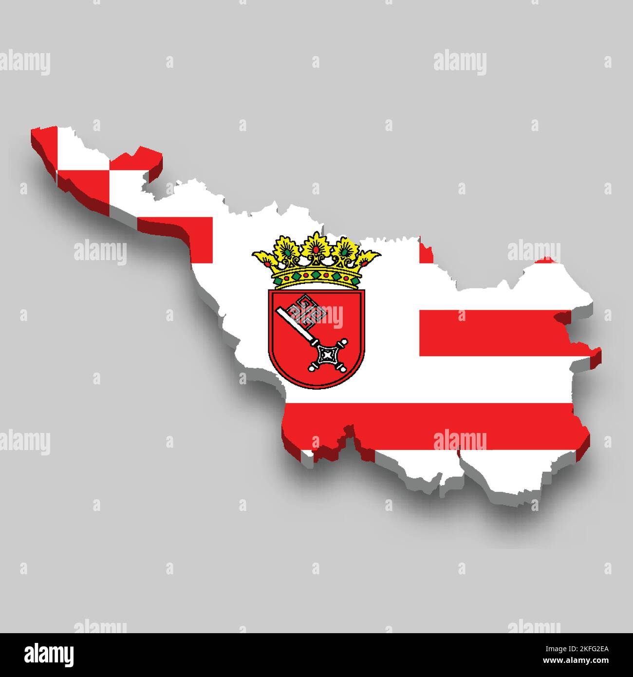 3d isometric Map of Bremen is a state of Germany with national flag ...