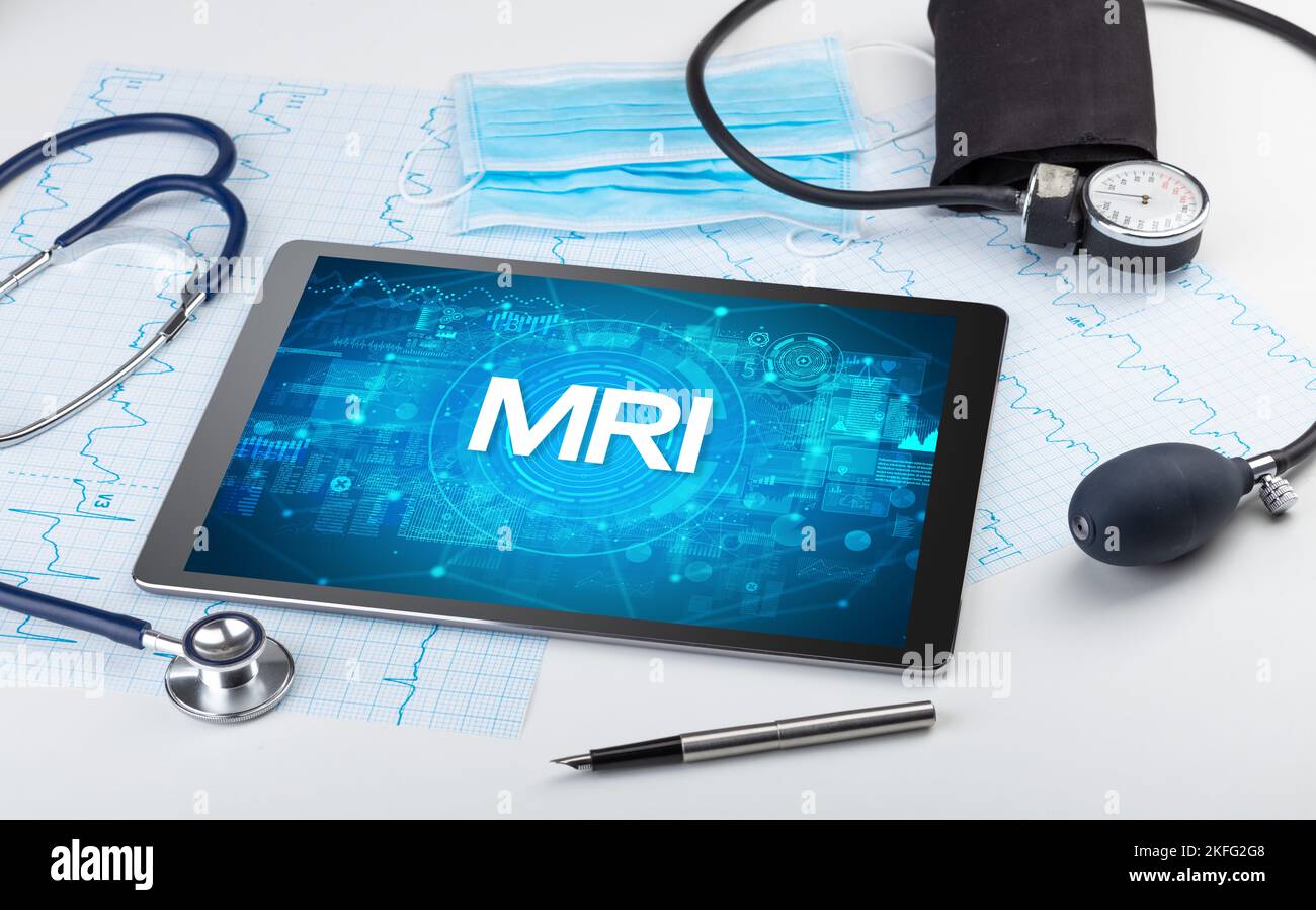 Close-up view of a tablet pc with medical abbreviation Stock Photo - Alamy
