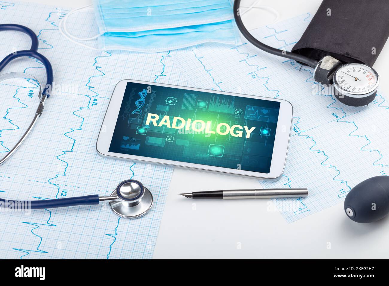 Tablet pc and medical stuff Stock Photo - Alamy