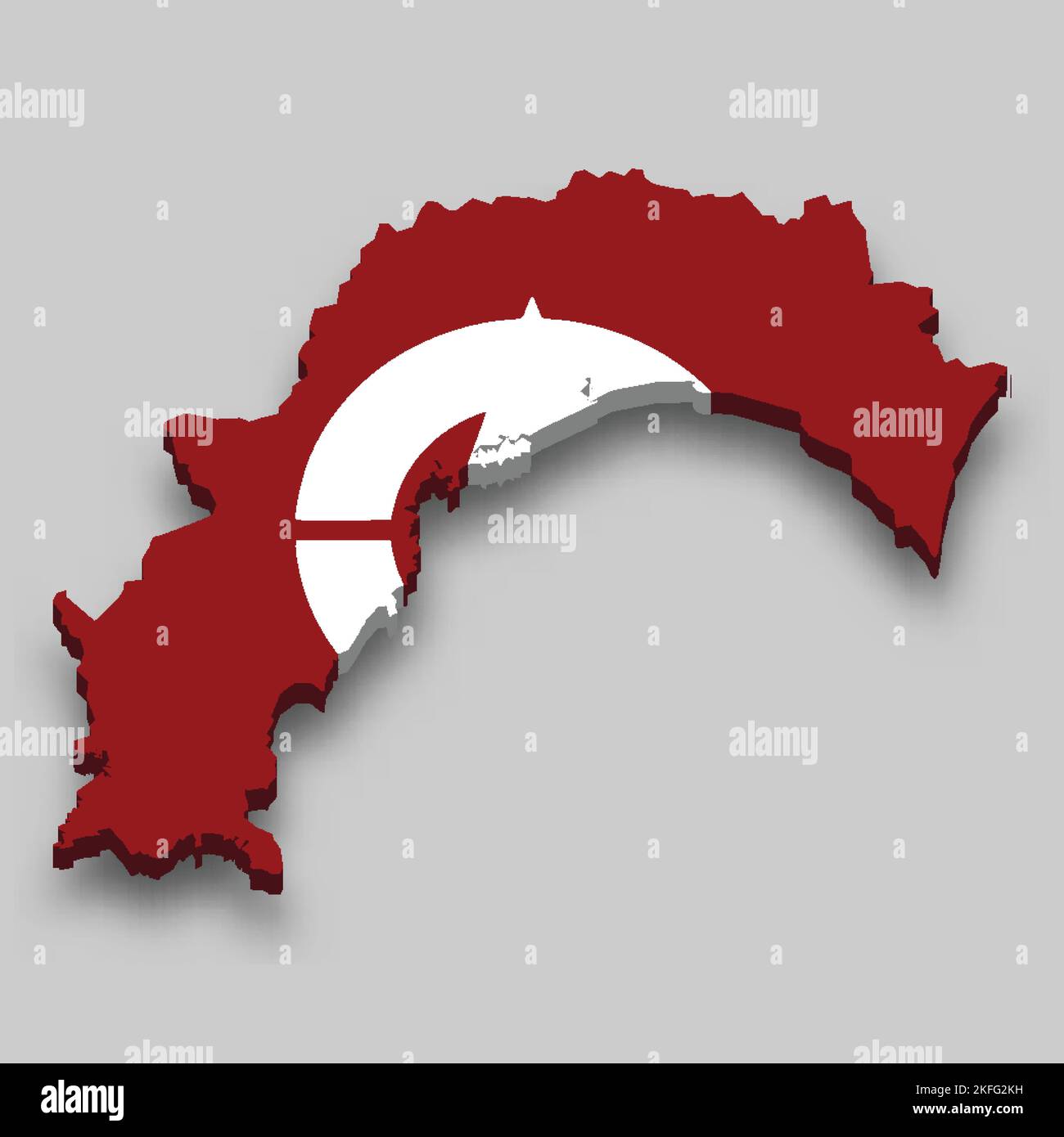 3d isometric Map of Kochi is a prefecture of Japan with national flag ...