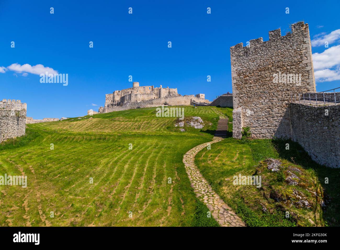 Spissky hrad castle ruins near Spisske Podhradie town, Spis region ...