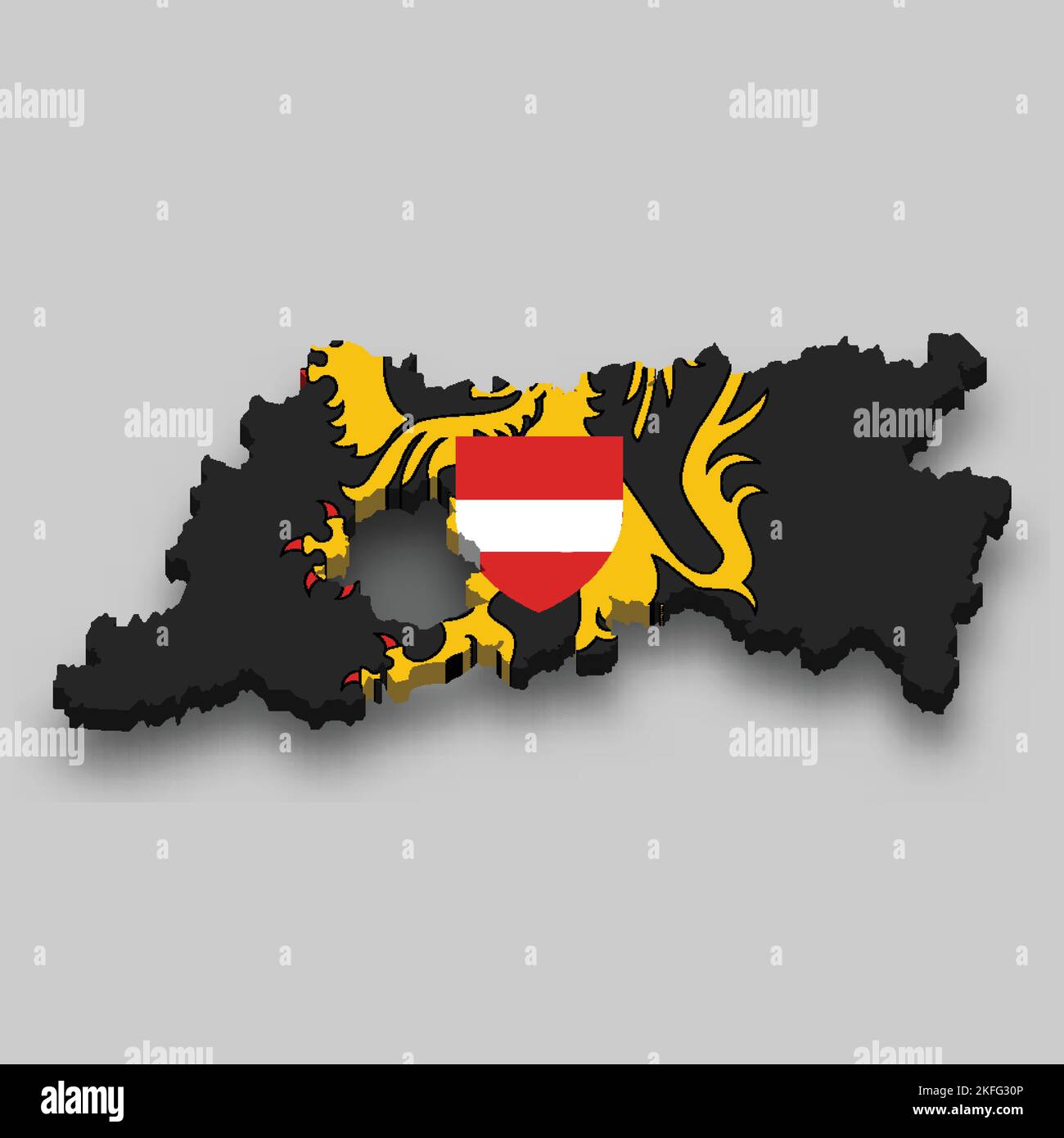 3d isometric Map of Flemish Brabant is a region of Belgium with ...