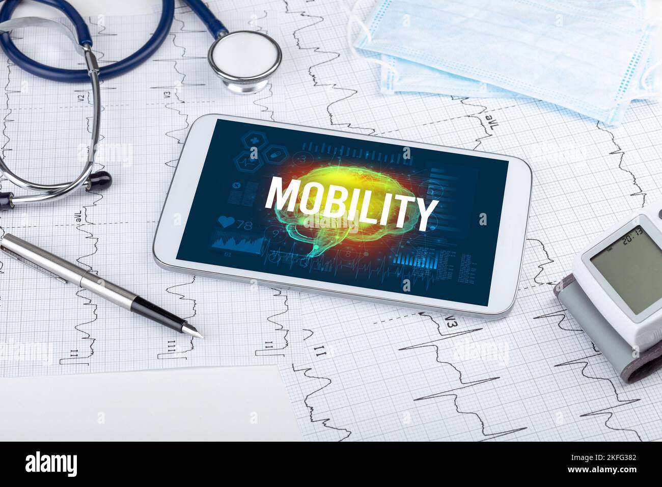 Tablet pc and medical tools Stock Photo - Alamy